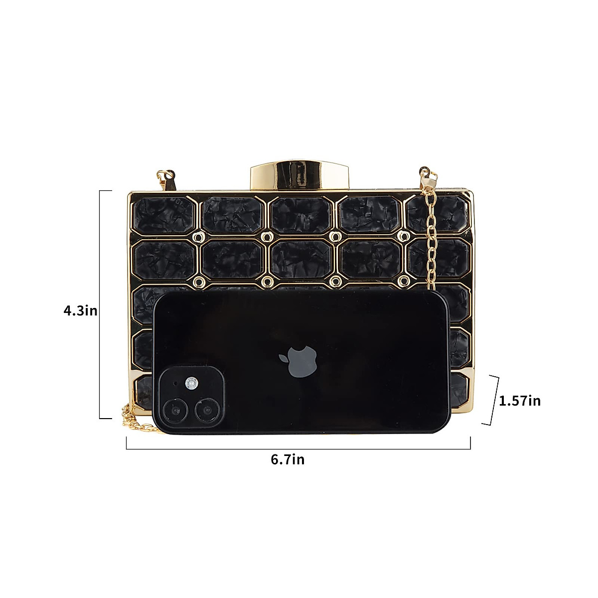 Gripit Acrylic Small Cube Clutch Purse for Women Black Clutch Purse Formal Fancy Purses Evening Clutch Handbag for Banquet