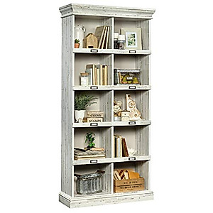 Sauder Barrister Lane Bookcase, L: 35.55" x W: 13.5" x H: 75.04", White Plank