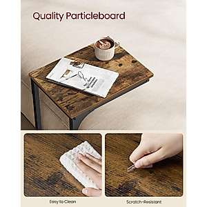 VASAGLE Small Side Table, C Shaped End Table for Sofa and Bed, TV Tray Table with Metal Frame for Couch, Living Room, Bedroom, Rustic Brown and Black