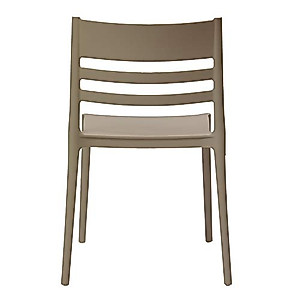 Amazon Basics Dark Beige, Armless Slot-Back Dining Chair-Set of 2, Premium Plastic (Pack of 1)