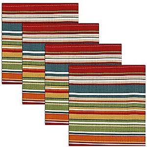 Ruvanti Cloth Napkins Set of 12 Cotton 100%, 20x20 Inches Napkins Cloth Washable, Soft, Absorbent. Cotton Napkins for Parties, Christmas, Thanksgiving, Weddings, Dinner Napkins Cloth - Multi Stripes