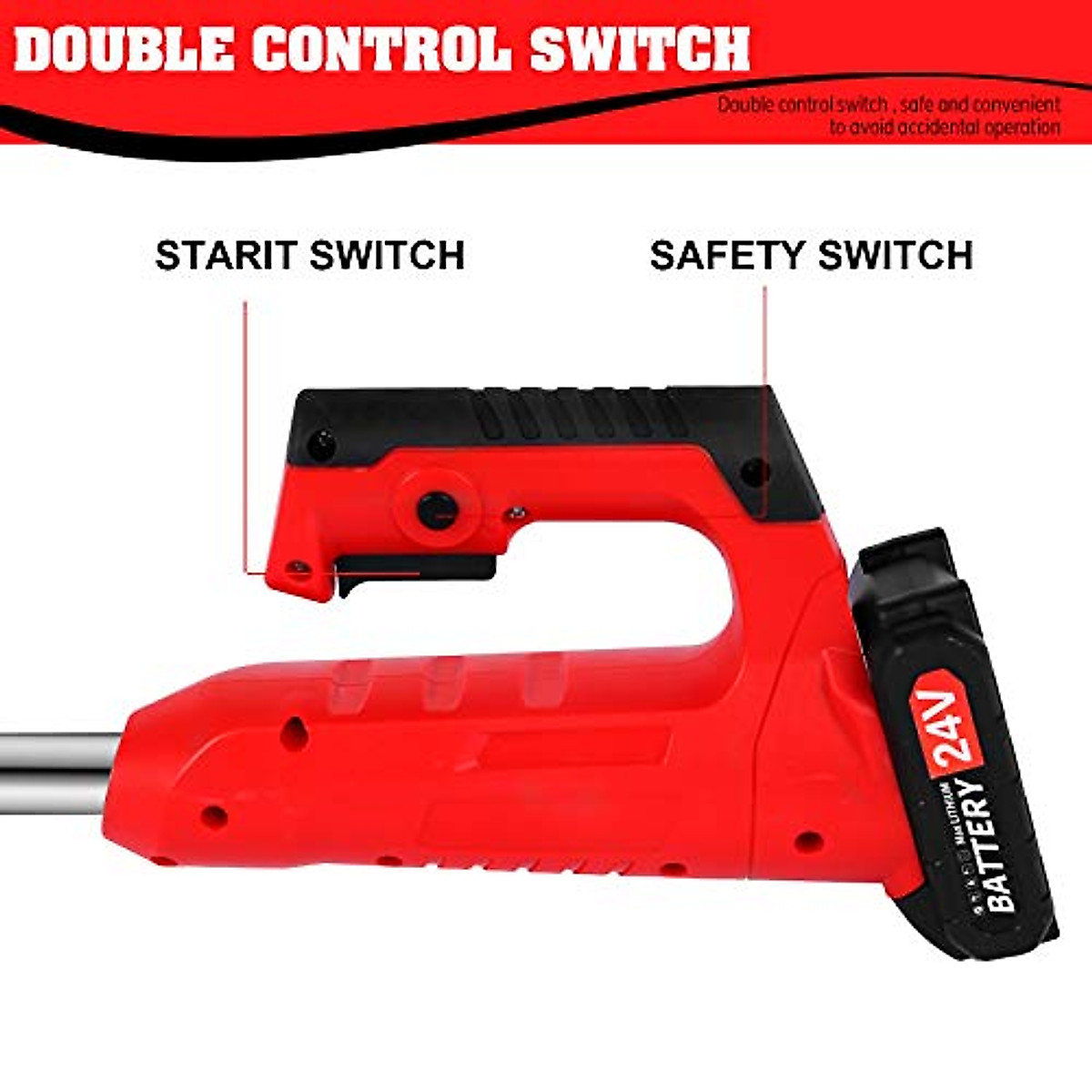 Weed Wacker Cordless Grass Trimmer Battery Powered 24V Electric Weed Eater Edging Lawn Tool with 3 Function Blades, Lightweight Brush Cutter, Push Stringless Trimmer, for Garden Yard