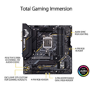 ASUS TUF Gaming B460M-Plus WiFi 6 LGA1200 (Intel® 10th Gen) Micro ATX Gaming Motherboard (Intel® 1Gb LAN, USB 3.2 gen 1 Front Panel Connector, addressable Gen 2 RGB Header, Aura Sync)