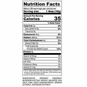 Big Tree Farms Organic Coco Aminos - Liquid Coconut Aminos, Soy-Free Sauce, Low Sodium, Soy Alternative, Gluten Free, Kosher, Marinade & Sauce, Non-GMO - Gingery Lime, 10 Fl Oz (Pack of 1)