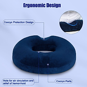 HOMCA Travel Pillow, Portable Head Neck Rest Inflatable Pillow from, Design for Airplanes, Cars, Buses, Trains, Office Napping, Camping - Includes Free Eye mask