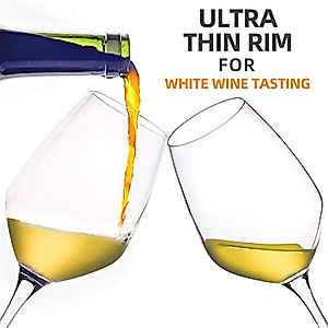 FAWLES Crystal White Wine Glasses Set of 6, 15 Ounce Laser Cut Rim Stemmed Clear Chardonnay Wine Glass Set, Housewarming/Anniversary/Wine Gift Set