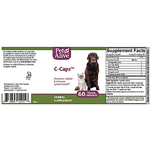 PetAlive C-Caps - All Natural Herbal Supplement Promotes Cellular and Immune System Health in Dogs and Cats - 60 Veggie Caps