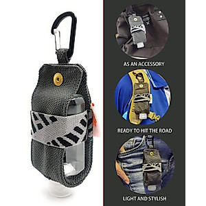SUCHI Travel Size Hand Sanitizer Holder,Bottle Case and Carabiner Carrier bag-Portable Mini Waist Bag for Liquids Clip On Belt Loop,Backpack and Purse-Includes Empty 60ml/ 2 oz Reusable Bottle (Gray)