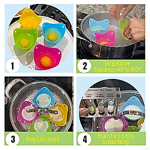 Trenton Gifts Eggs'pert Egg Poacher | Set of 4 | Silicone Egg Poachers for Microwave or Stovetop | BPA Free