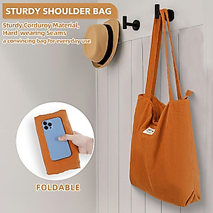 Corduroy Tote Bag for Women, Tote Bag with Zipper Large Capacity Shoulder Bag with Inner Pocket Handbag for Travel, Khaki