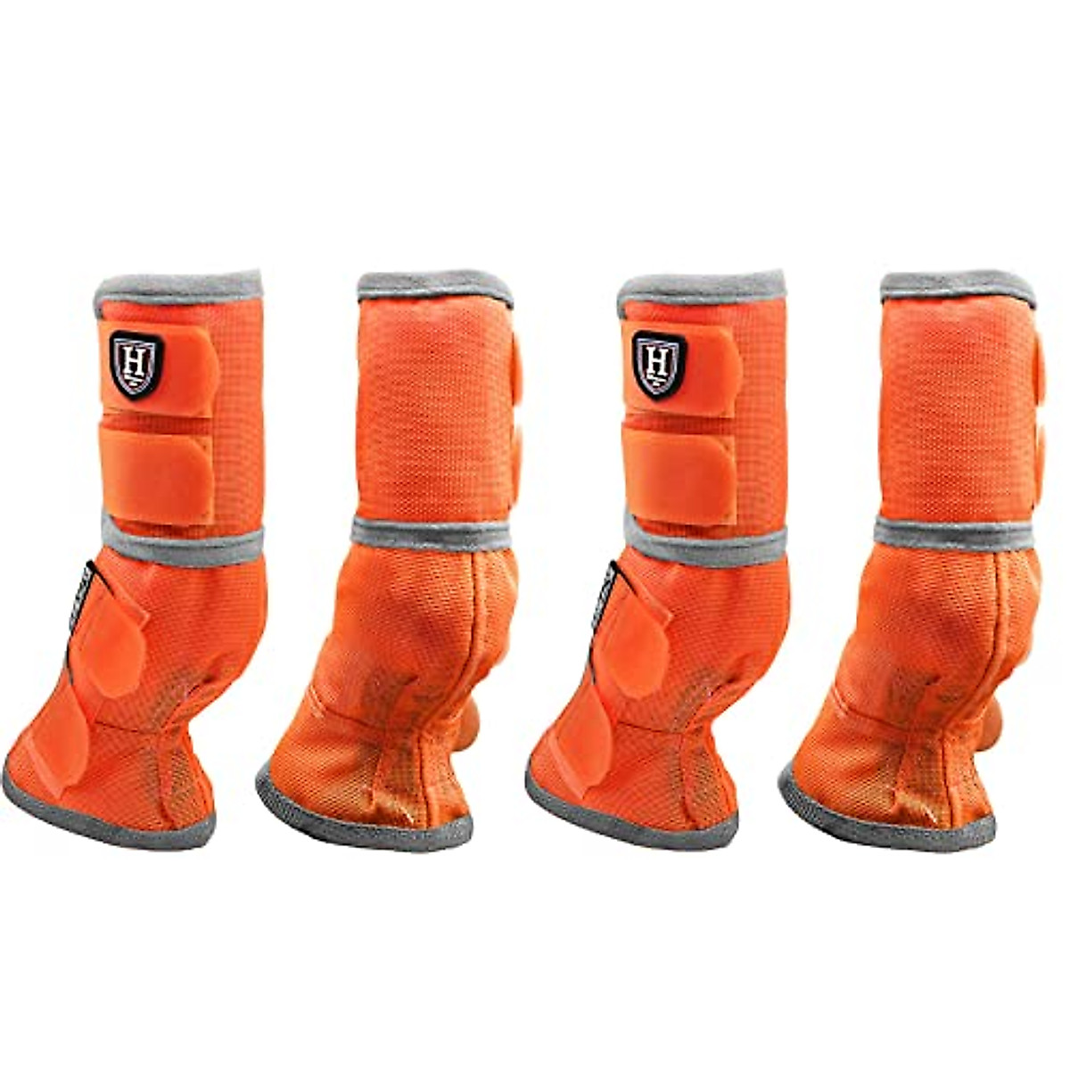 Harrison Howard Horse Fly Boots Perfect Contoured Fit Leg Guards Dense Mesh Boots with Ventilated Comfort Reliable Protection from Summer Elements Set of 4 Vibrant Orange L
