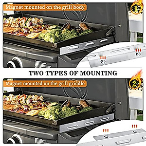 Grisun Hinged Lid and Wind Guards for Blackstone 28 inch Griddle, for Blackstone 1517,1853,1605,1856,1885,1924,1983,2094, Hard Top Lid and Wind Shields for Holding Heat