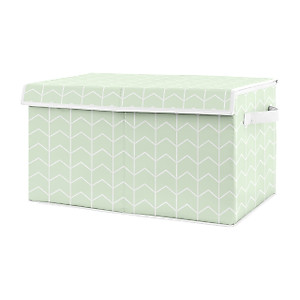 Sweet Jojo Designs Mint Chevron Arrow Boy or Girl Small Fabric Toy Bin Storage Box Chest For Baby Nursery or Kids Room - Gender Neutral Green and White for the Watercolor Elephant Safari Collection