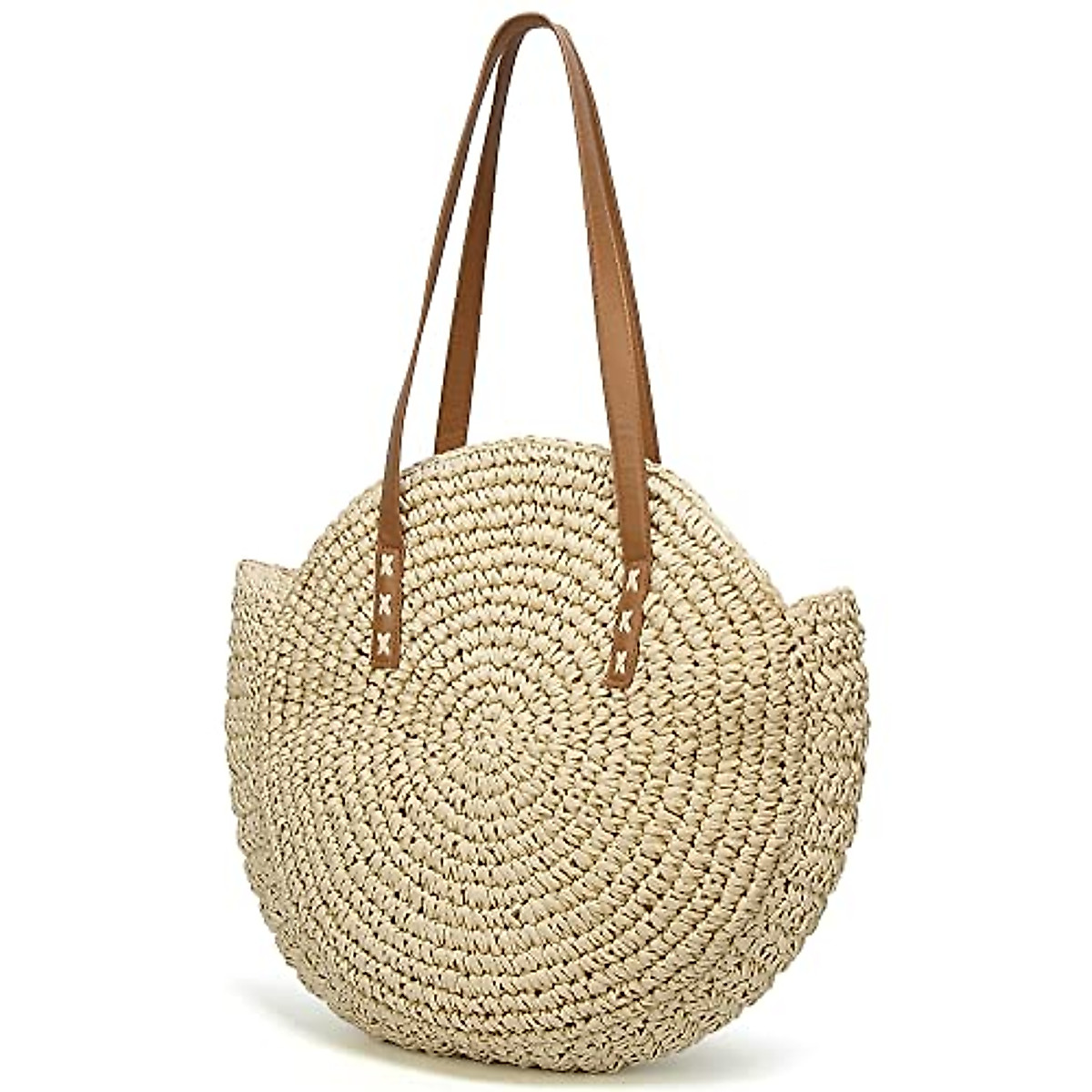 Women Straw Bag Woven Shoulder Bag Beach Tote Handwoven Handbags for Vocation Free
