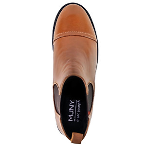 Marc Joseph New York Womens Casual Comfortable Genuine Leather Chelsea Ankle Boots Classic Fashion Captoe Slip On Ladies Fall Winter Boots Cognac Napa Soft 7.5