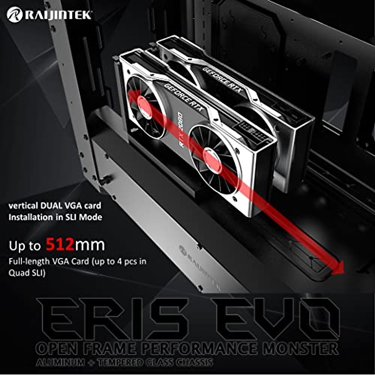 RAIJINTEK ERIS EVO, EEB/EATX case with Tempered Glass Side Panel, Maximum CPU Cooler Height up to 170 mm, Supports up to 5×2.5" HDD or 5×2.5" HDD/SSD