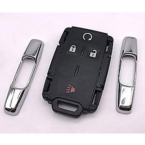 Replacement Key Fob Case Shell Fit for GMC Sierra Canyon Chevy Chevrolet Silverado Colorado M3N-32337100 Accessories 4 Buttons Keyless Entry Remote Car Key Housing Casing Outer Cover (Silver)