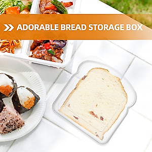 Luxshiny Toast Shape Sandwich Box 2pcs Clear Plastic Sliced Toast Holder Microwave and Freezer Safe Food Storage Container for Camping