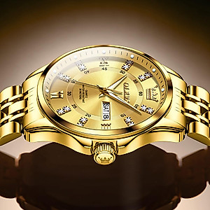 OLEVS Men Gold Watches Minimalist Business Fashion Casual Analog Quartz Date Waterproof Dress Wrist Watches for Man Easy to Read