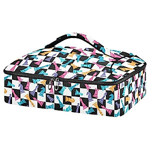 Kcldeci Insulated Thermal Food Carrier Insulated Casserole Carrier for Hot or Cold Food,Chess Pieces Color Print Insulated Tote Bag for Potluck Cookouts Parties Picnic,Lasagna Lugger