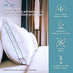 SenCool Waterproof Pillow Protector, King Size 20 x 36 inch, Hotel Quality, Premium Cooling Fabric with Breathable Gusset, Zippered Pillow Cases, Noiseless Pillow Encasement, Soft Smooth Pillow Cover
