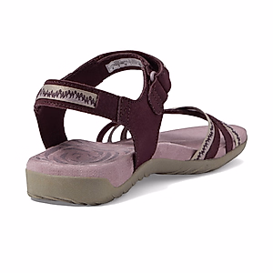 Merrell Terran 3 Cush Cross Sandals for Women - Nubuck Leather, Webbing Upper, and Hook-Loop Closure Burgundy 7 M
