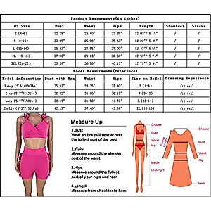 acelyn Women’s 2 Piece Outfits Ruffle Sweatsuit V-Neck Tank Crop Tops Tie Waist Short Sets Tracksuit Sexy Clubwear (L5052-Blue,XL)