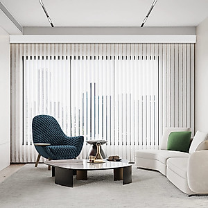 Cordless Vertical Blinds Window Blind, White Blackout Fabric Vertical Blind, Energy Saving UV Protection Noise Reduce Vertical Blinds for Sliding Glass Doors, Patio Doors