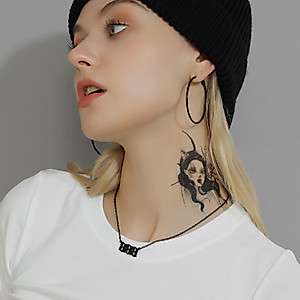 GOLDCHIC JEWELRY Black Angel Number 999 Necklaces For Women, Steel Angel Numbers Pendant Choker Chain