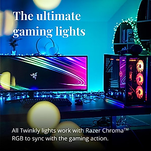 Twinkly Cluster 19.7ft RGB, Dense Strip of 400 LED Lights, in- and Outdoor Smart Multicolor LED Lights, Compatible Alexa and Google Home, Gaming Lights, IP44, App Mapping, Green Wire