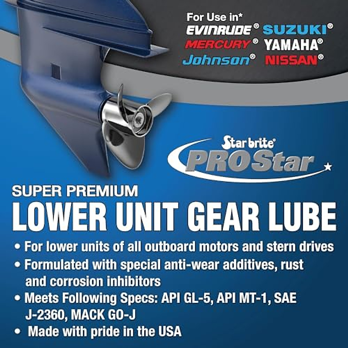 STAR BRITE PRO Star Premium Type C Lower Unit Gear Lube - High Performance Lubricant for Johnson, Evinrude, OMC Outboards & Sterndrives - 32 OZ (027332)
