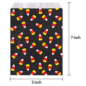 Kolewo4ever 100 Pieces Halloween Treat Bags Halloween Candy Corn Bag Halloween Paper Bags Candy Buffet Paper Bags for Chocolate Candy Cookies Party Favor
