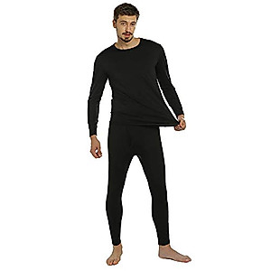 ViCherub Thermal Underwear for Men Fleece Lined Long Johns Thermals Top and Bottom Set Base Layer for Cold Weather Black XXL