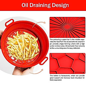 Silicone Air Fryer Liners Reusable Air Fryer Silicone Liners Collapsible Nesting 2Pcs 7.5inch 3QT-5QT Air Fryer Basket for Oven Microwave Air Fryer Accessories,Replacement of Parchment Paper