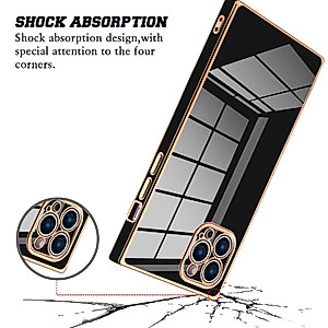 KANGHAR Square Case Compatible with iPhone 13 Pro Max Luxury Cute Plating Electroplated Design Square Case Full-Body Anti-Scratch Shockproof Bumper Protective Cover for iPhone 13 Pro Max 6.7 Inch