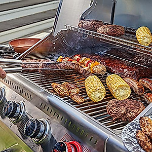 Royal Gourmet GA4402S Stainless Steel 4-Burner BBQ Propane Gas Grill, 54000 BTU Cabinet Style Gas Grill with Sear Burner and Side Burner Perfect Patio Garden Picnic Backyard Party Silver