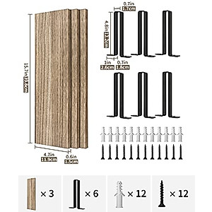 Gronda Floating Shelves Natural Wood Set of 3, Rustic Solid Wood Floating Shelves Wall Mounted Floating Bookshelves Farmhouse Wooden Wall Decor Wall Shelves for Bathroom Living Room Bedroom Kitchen