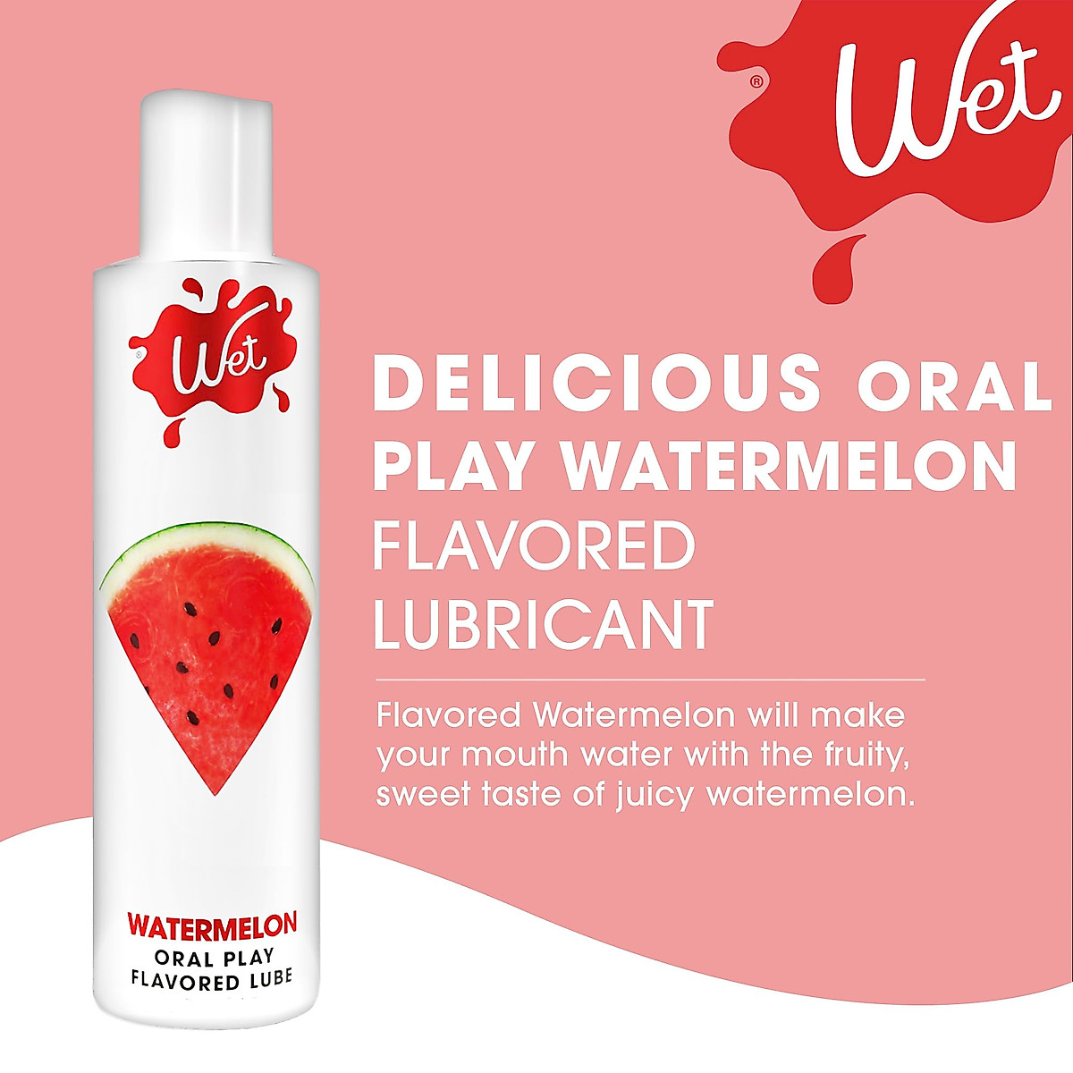 Wet Water-Based Flavored Lube for Men, Women & Couples, 3 Fl Oz (Juicy Watermelon) - Long-Lasting Premium Personal Lubricant Safe to Use with Latex Condoms - Gluten Free & Sugar Free