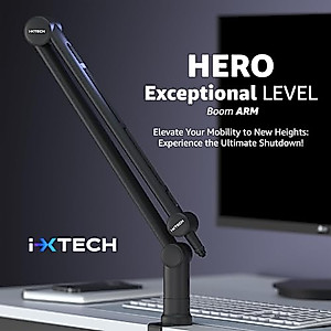 IXTECH Boom Arm - Adjustable 360° Rotatable Microphone Sturdy Stainless Steel Mic Desk, Table Stand Foldable Scissor Stable Mount Arms for Radio Studio, Podcast, Gaming