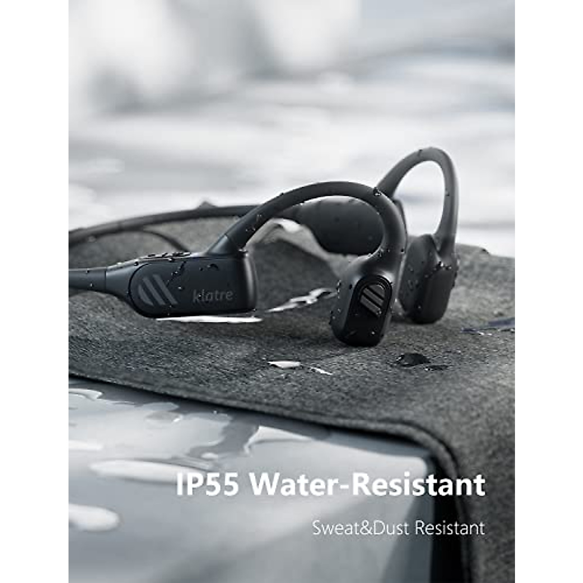 klatre Bone Conduction Headphones【2023 Version】, LS1 Open-Ear Headphones Bluetooth 5.2 Wireless for Cycling/Workout/Running, Deep Bass, Water Resistant Headset with Dual Mics - Rock