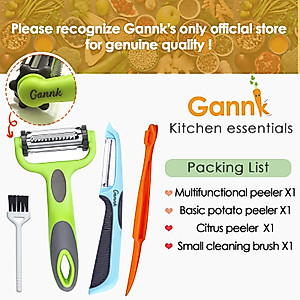 Potato Apple Vegetable Peelers for Kitchen, I and Y Peelers for Fruit Veggie Potatoes Carrot Cucumber, 3 in 1 Blade Spin Design With Julienne Function