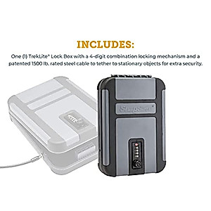 SnapSafe Treklite Combination Lock Box - Polycarbonate Portable and Lightweight Gun Lock Box - with Keyed Lock and Foam Lining - Ideal for Travel, TSA Approved - XL, Black, 10 x 7 x 2 Inches