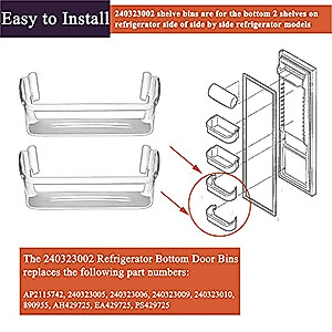 UPGRADE 240323002 Refrigerator Door Shelf Bin Replacement Part, Compatible with Frigidaire FGHS2631PF4A, FGHS2655PF5A, FGHS2655PF4, DGUS2645LF6A,FGUS2642LF2 AP2115742 Fridge Side Bottom Shelf 2 Pack