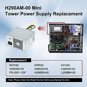 LXun 290W Power Supply Compatible with Dell Optiplex 3020 7020 9020/ Precision T1700/ PowerEdge T20 (MT Mini Tower)(P/N: RVTHD KPRG9 HYV3H H290AM-00 D290A001L L290AM-00 PS-3291-1DF H290EM-00)