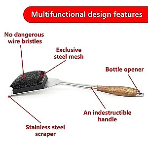 XUDAKAIXIN Upgraded Grill Brush Bristle Free,Unique Steel Fibers pad Perfect for Cast Iron/Stainless-Steel Grates, with 1 Replaceable Cleaning Head,Safe grill brush for outdoor grill,Gifts for Men/Dad