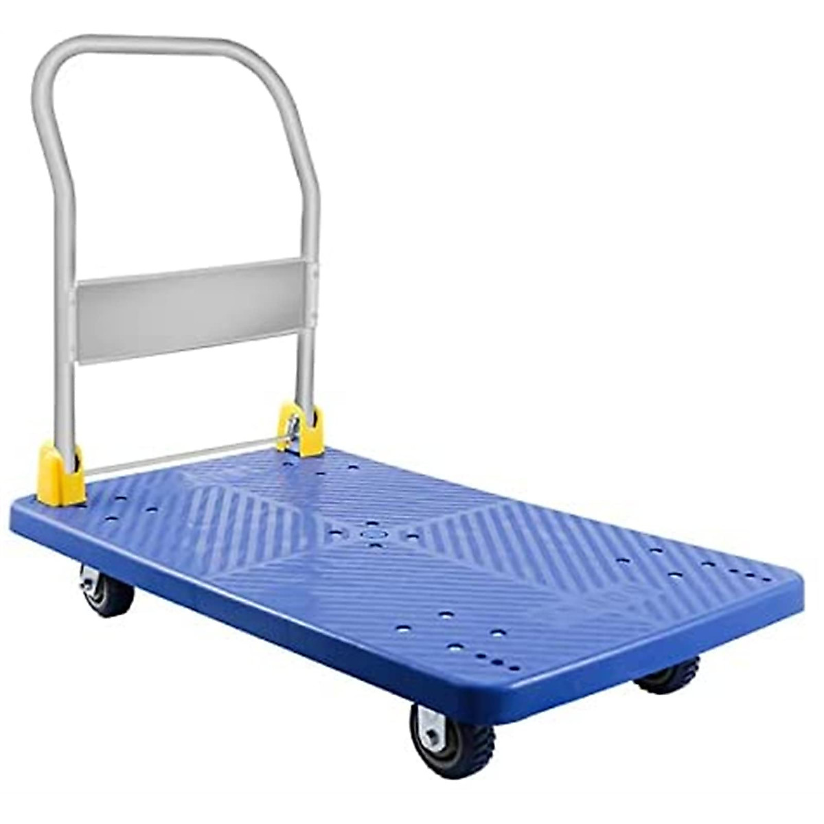 Platform Truck with 1320lb Weight Capacity and 360 Degree Swivel Wheels, Foldable Push Hand Cart for Loading and Storage, Blue