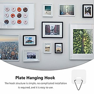 DOITOOL 50pcs Adhesive Plate Hanger, Self Adhesive Wall Plate Hanger, Sticky Wall Hooks, Plate Holders for Home Bathroom Kitchen Office (2.5X2.5CM)