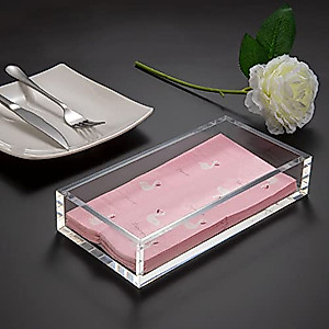 HIIMIEI Acrylic Napkin Holder Tray,8mm Thick Acrylic Guest Towel Holder 8.5x4 inches, Crystal Clear Table Cocktail Napkin Holder for Bathroom,Restaurant,Office,Commercial,Kitchen,Party