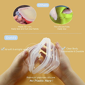 Durbl Collapsible Silicone Food Storage Containers with Silicone Airtight Lids-3 Pack (Violet), Reusable Stacking Lunch Boxes, Kitchen Stacking Container Set for Microwave Freezer Dishwasher Safe…