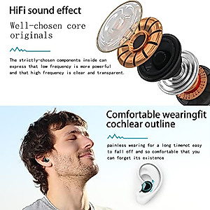 ＷＭＷＹＭＸ Wireless Earbuds Hi-Fi Stereo Deep Bass Bluetooth Fast Charging in-Ear Headphones Touch Control Headphones for Sports Office Cordless Earphones for iPhone/Android
